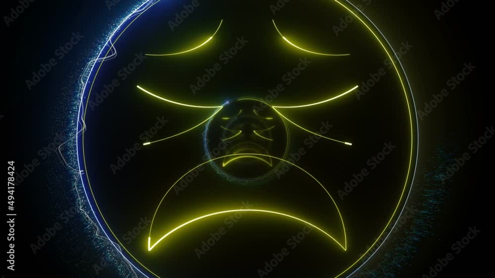 SAD Emoji Neon Background, Animation, Loop vídeo de Stock | Adobe Stock