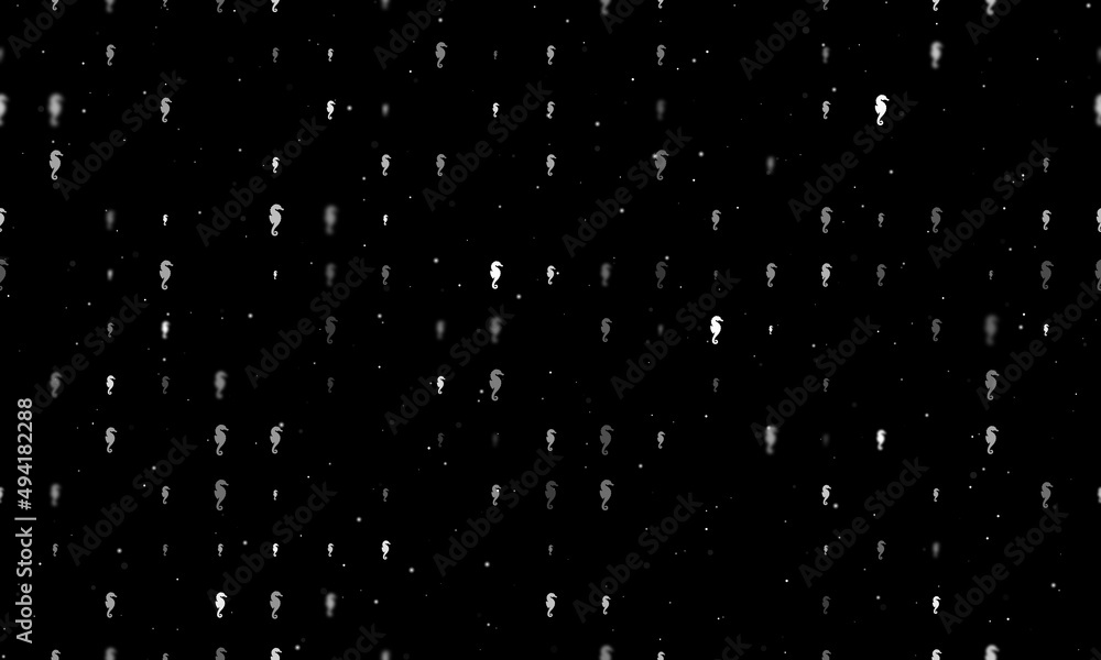 Poster Seamless background pattern of evenly spaced white sea horse ...