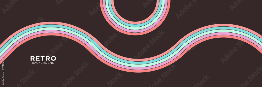 retro vintage 70s style stripes background poster lines. shapes vector ...