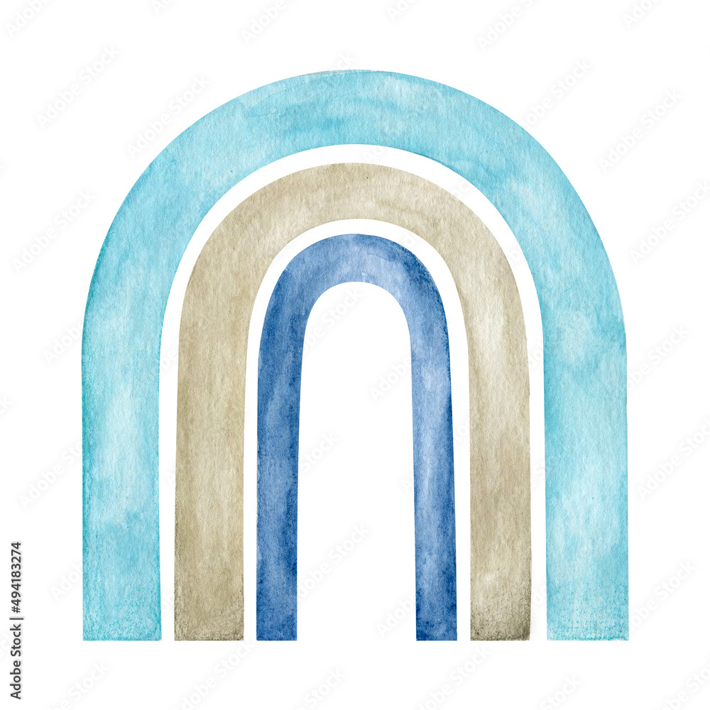 Watercolor boho rainbow baby boy cute illustration. Isolated clipart ...