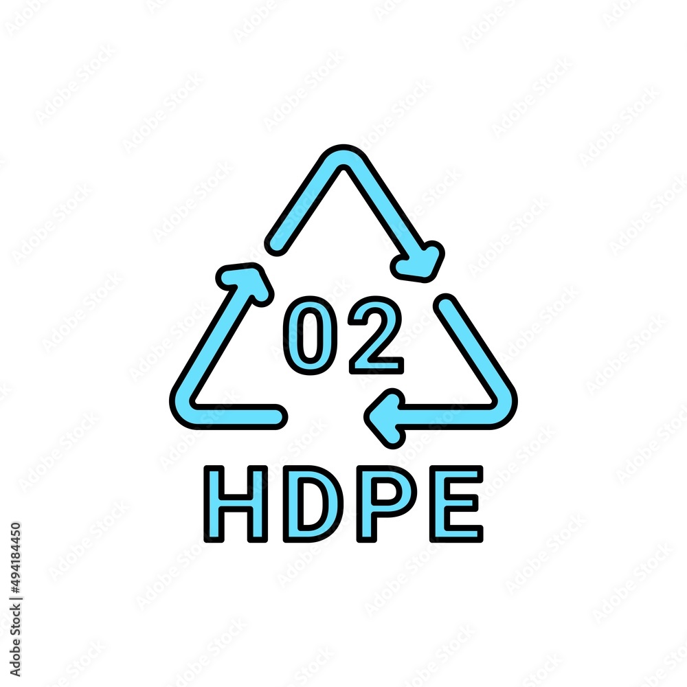 Plastic recycling code HDPE 2 line icon. Consumption code polyethylene ...
