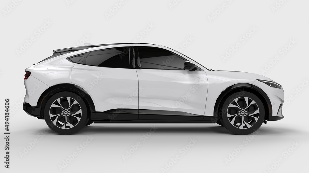 Mockup electric suv car similar to Ford Mustang Mach-E isolated on ...