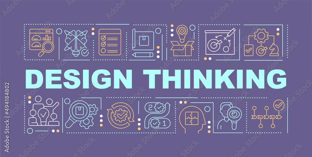 Design thinking for business word concepts purple banner. Creating ...