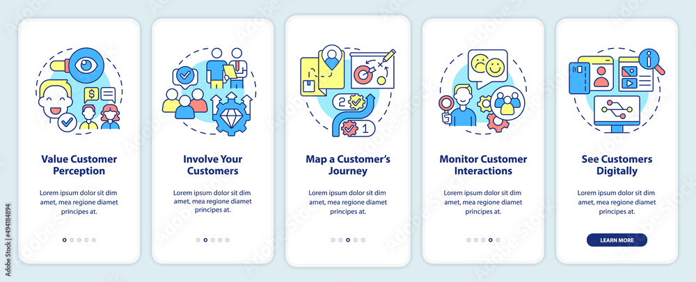 Ways to become customer-centric business onboarding mobile app screen ...