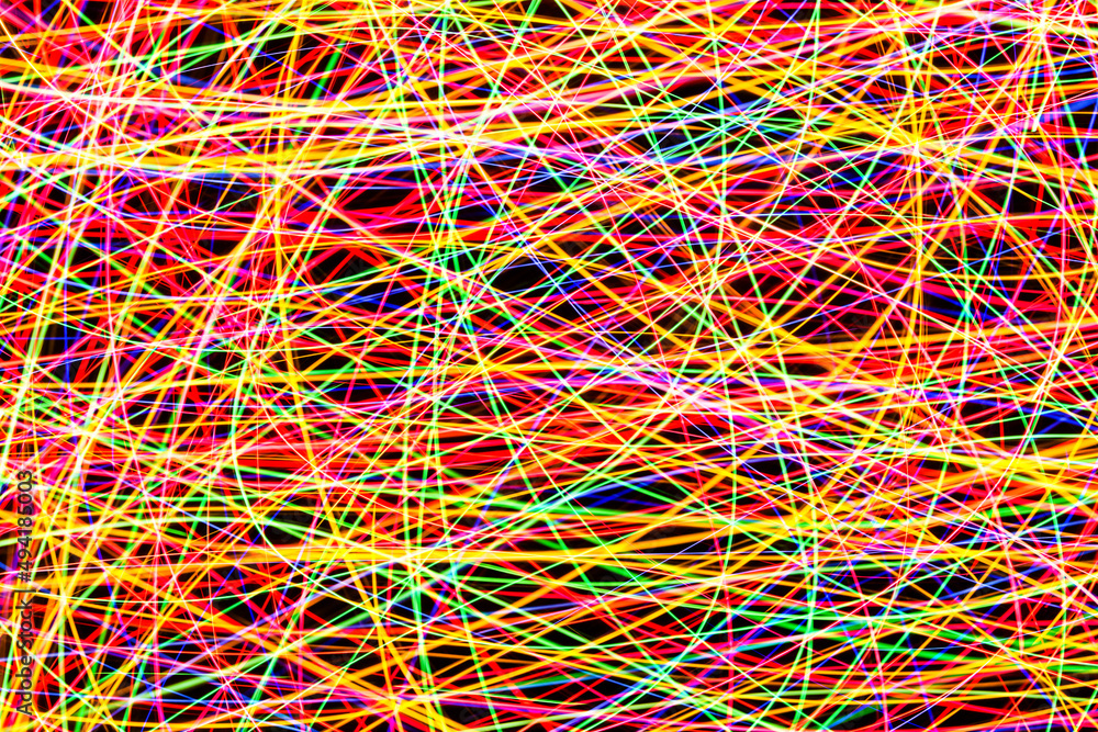 Chaos texture. Neon lights background. Motion lines texture. Long ...