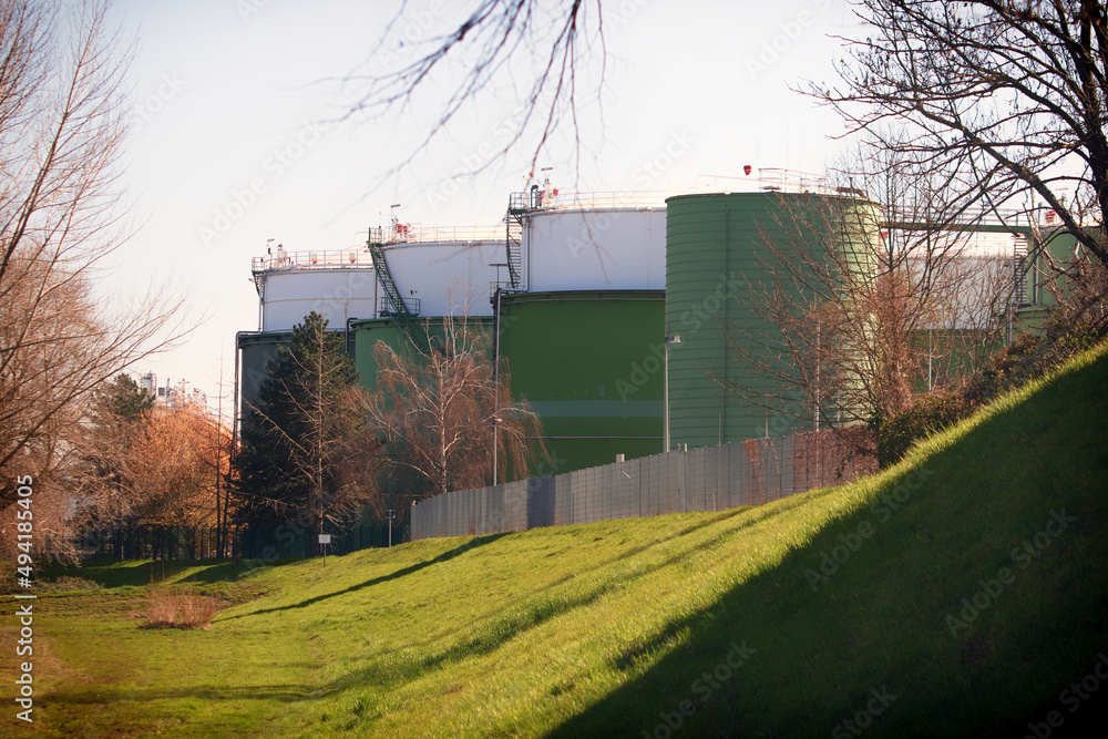 Fuel tank, tanks for gasoline and oil in fuel tank farm in petroleum ...