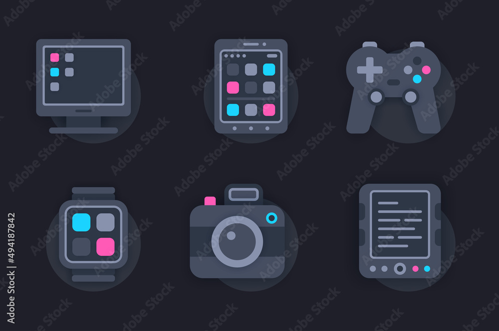 Personal devices web concept of 3d paper icons set. Pack flat ...