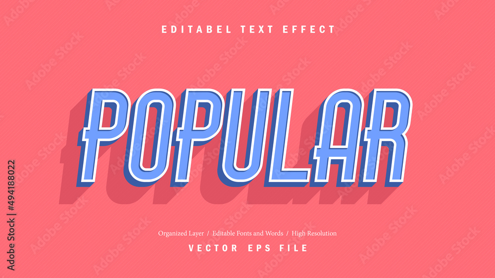 Editable Popular Font Design. Alphabet Typography Template Text Effect ...