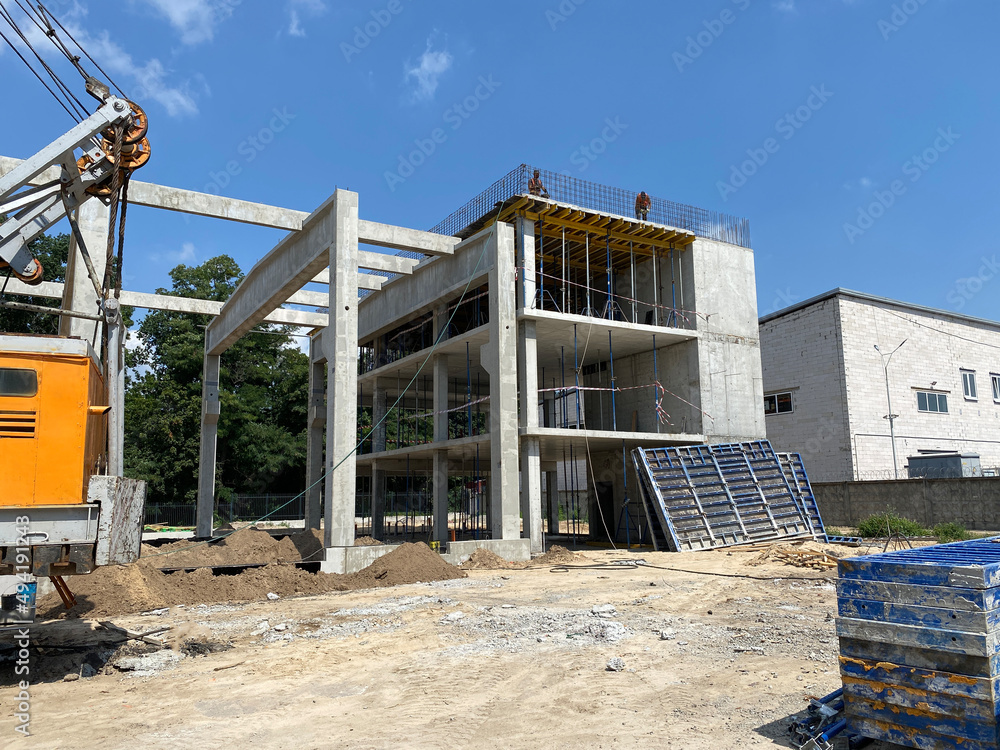 Precast concrete structures of a public building. Stock Photo | Adobe Stock