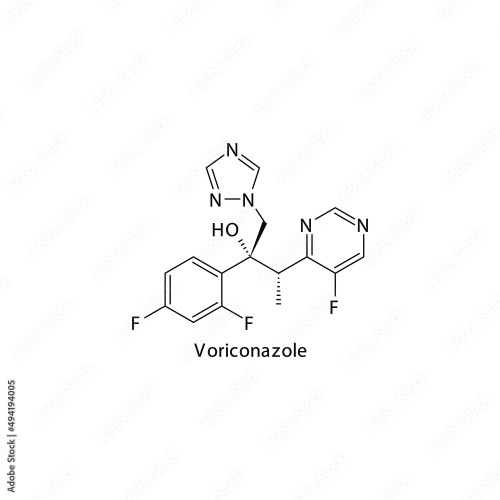 Voriconazole Molecular Structure Flat Skeletal Chemical Formula Azole voriconazole-molecular-structure-flat-skeletal-chemical-formula-azole