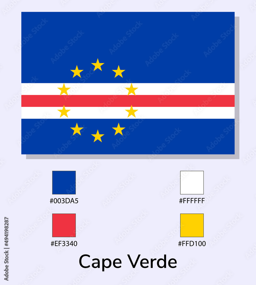 Vector Illustration of Cape Verde flag isolated on light blue ...