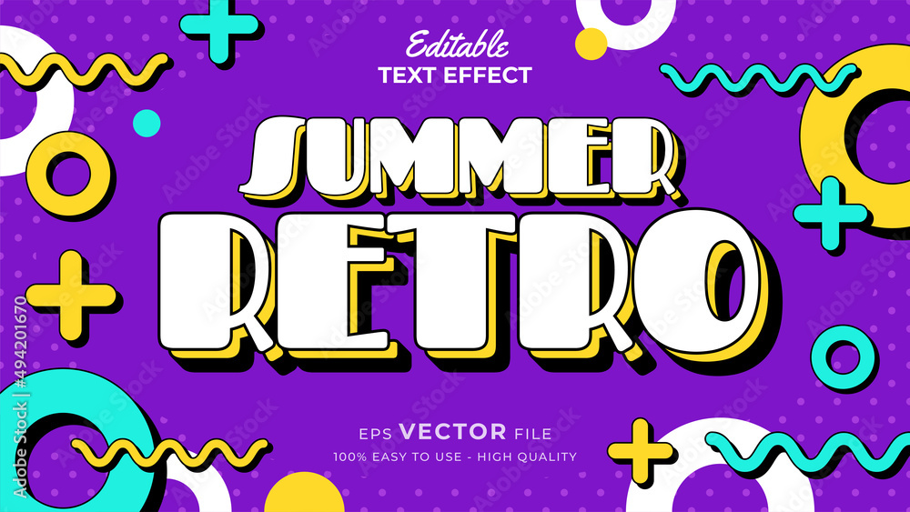 Editable text style effect - retro old school cartoon text in groovy ...