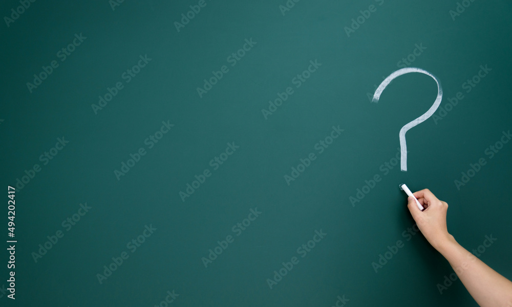 Question marks written on blackboard Stock Photo | Adobe Stock