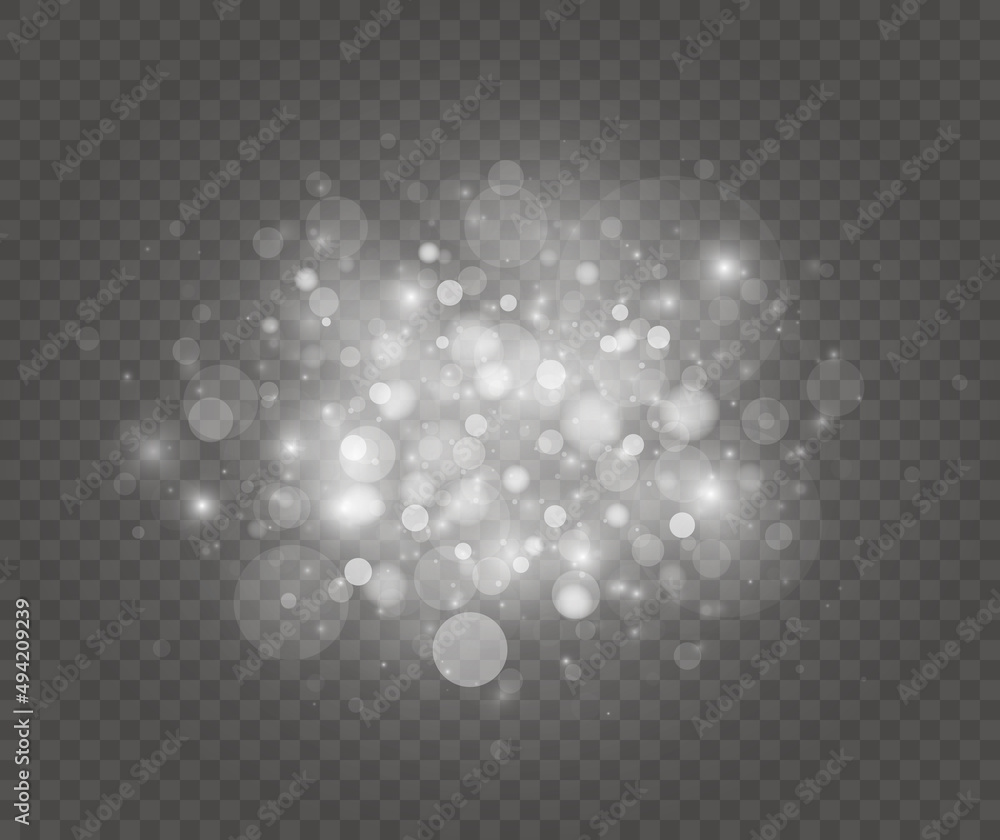 Sparkling magical dust particles. Glowing light effect with many ...