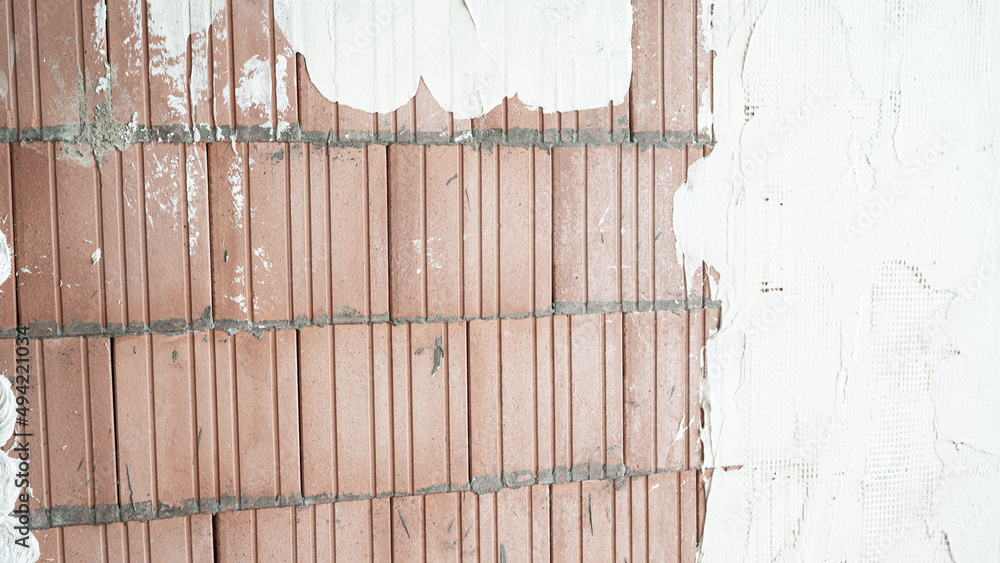 red brick wall with concrete texture Stock Photo | Adobe Stock