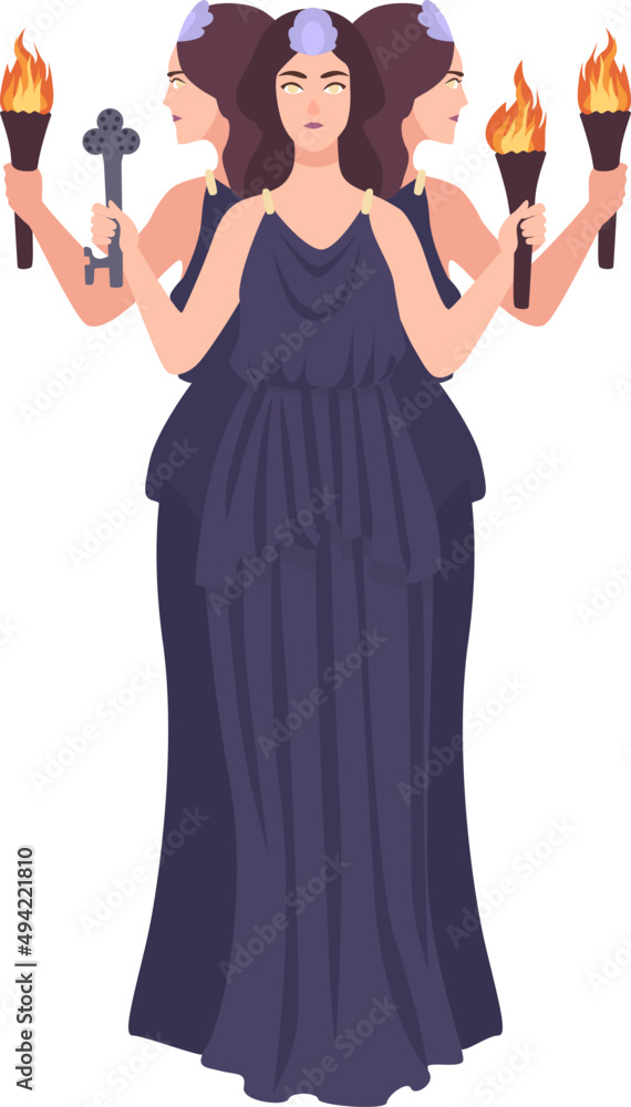 Hekate or Trivia Goddess of Witchcraft Sorcery and Magic Illustration ...