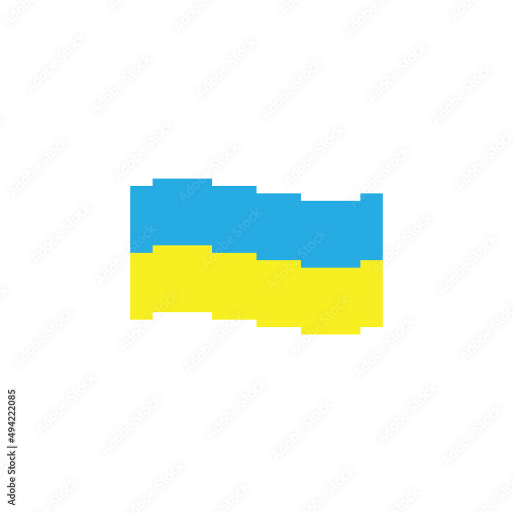 pixel Ukraine flag, vector Ukrainian wave flag. Pixel design for 8 bit ...