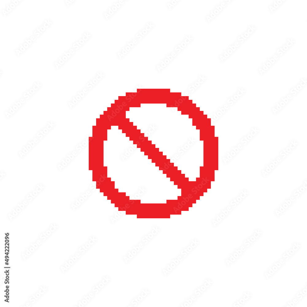pixel no icon. forbidden sign pixel art ban icon Stock Vector | Adobe Stock