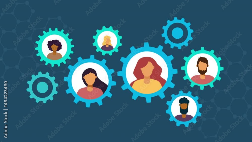 Gears Humans Teamwork animation. 4K motion animation Stock Video ...