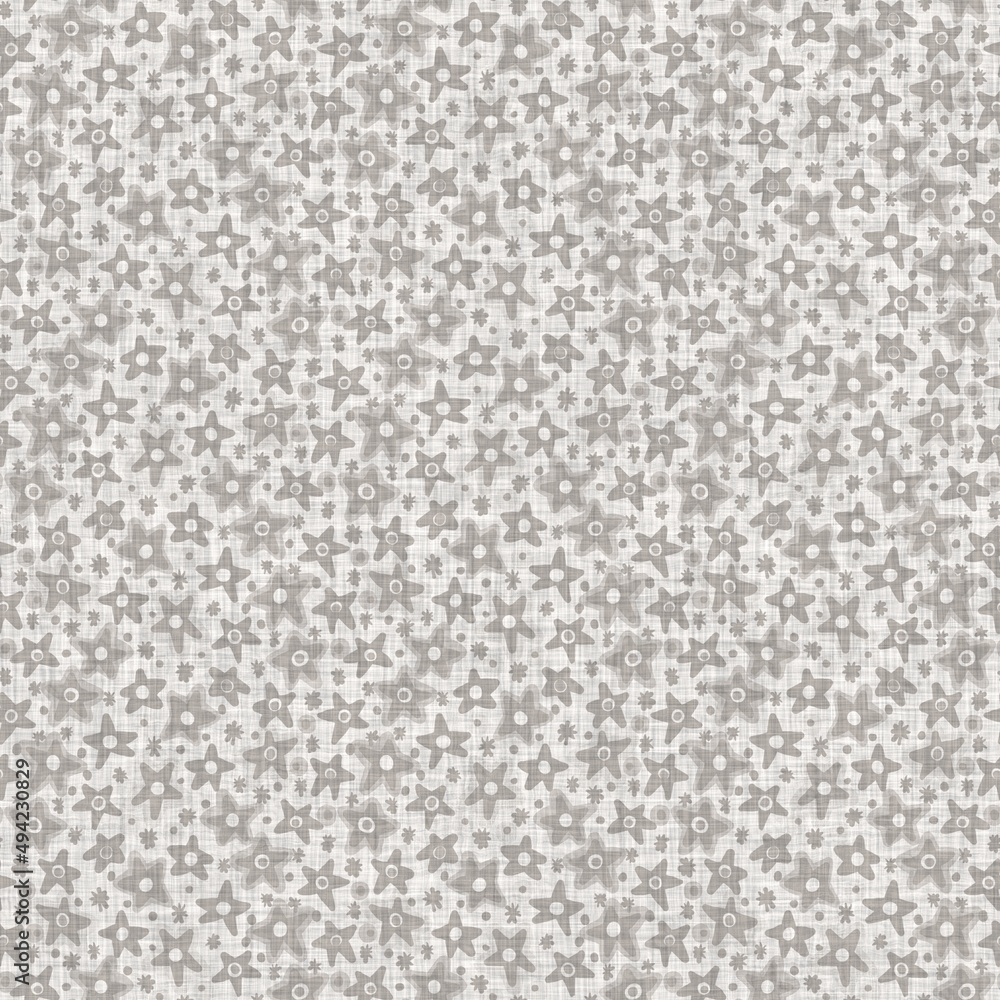 French gray floral linen seamless pattern with 2 tone country cottage ...