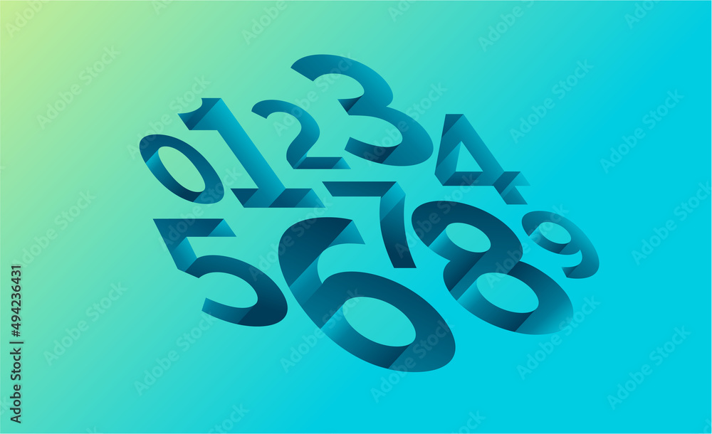 Number set vector font alphabet, modern dynamic design with brilliant ...