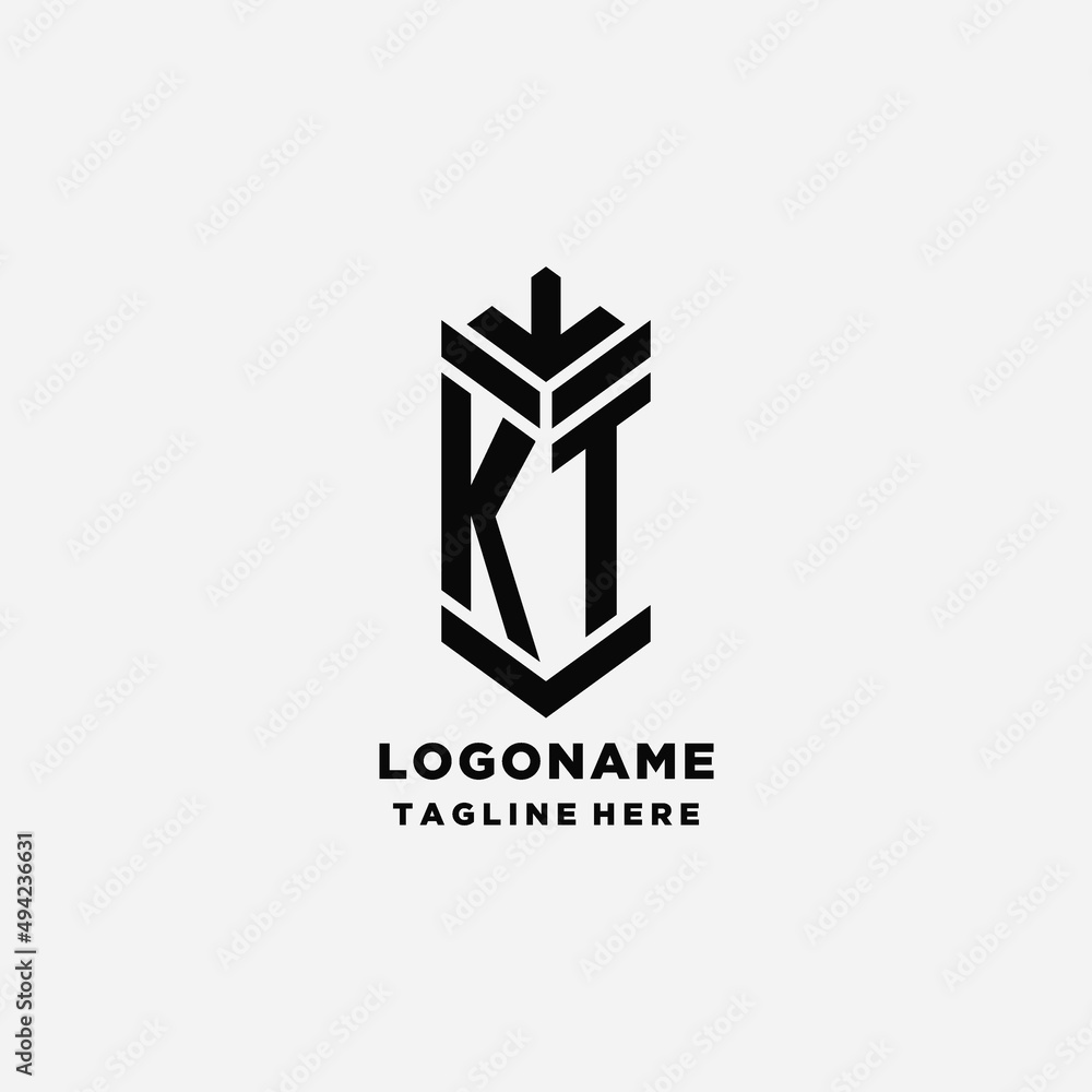 Initials KT shield logo design, creative monogram logo inspiration ...
