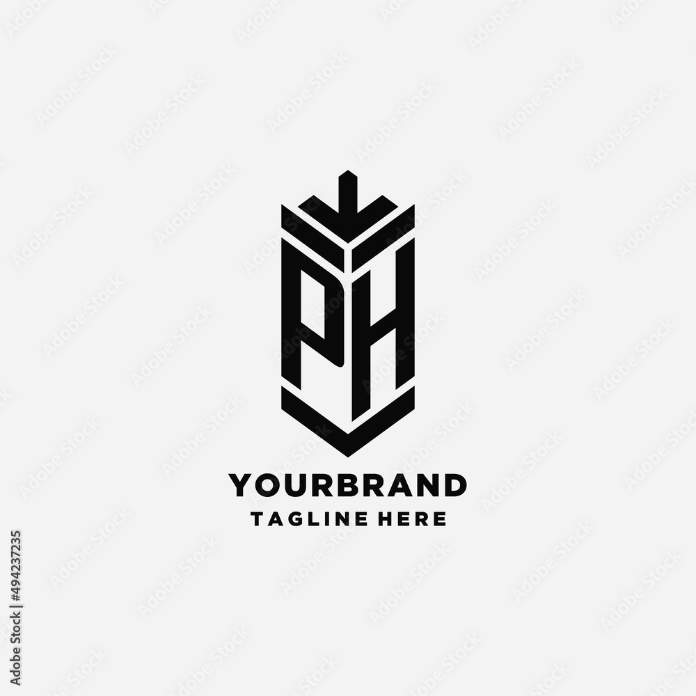 Initials PH shield logo design, creative monogram logo inspiration ...