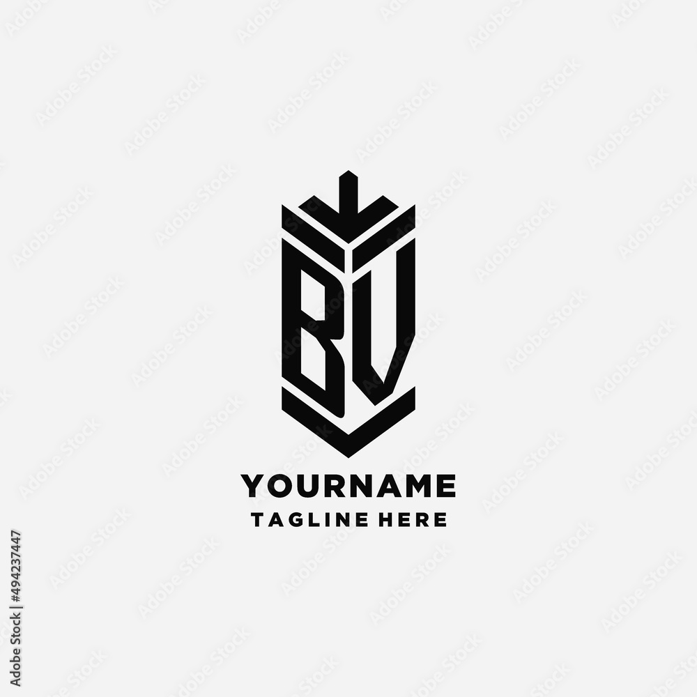 Initials BV shield logo design, creative monogram logo inspiration ...