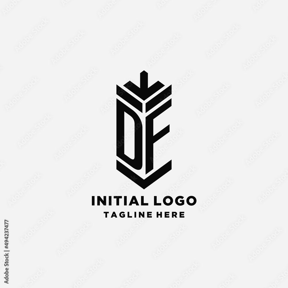 Initials DF shield logo design, creative monogram logo inspiration ...
