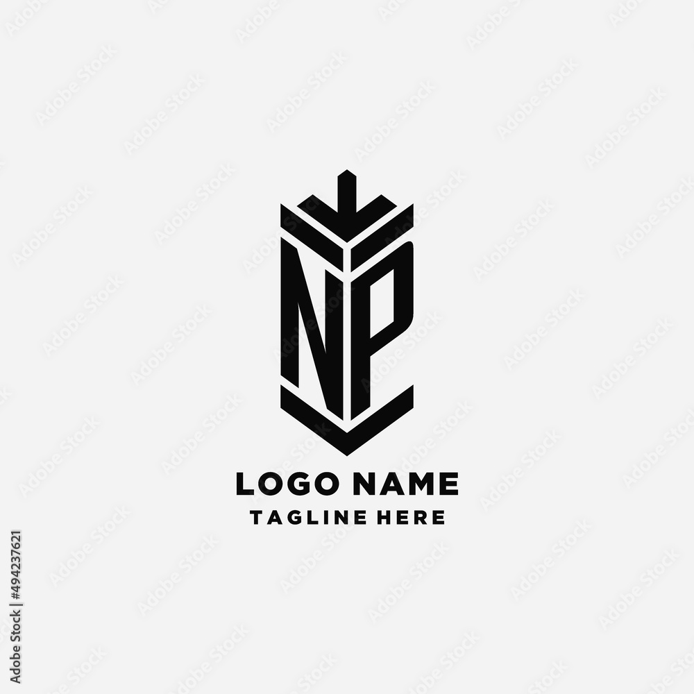 Initials NP shield logo design, creative monogram logo inspiration ...