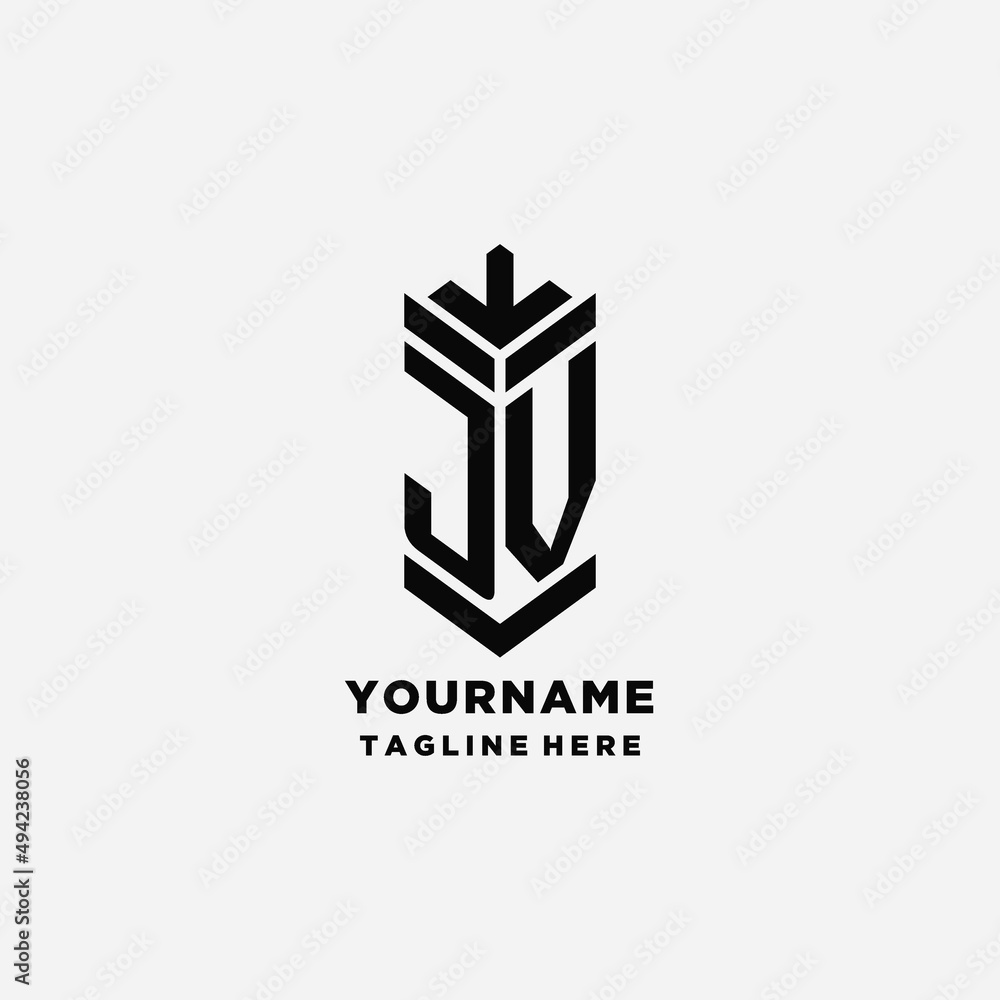 Initials JV shield logo design, creative monogram logo inspiration ...