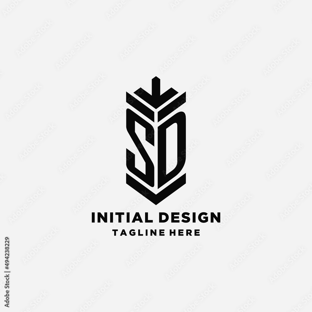 Initials SD shield logo design, creative monogram logo inspiration ...