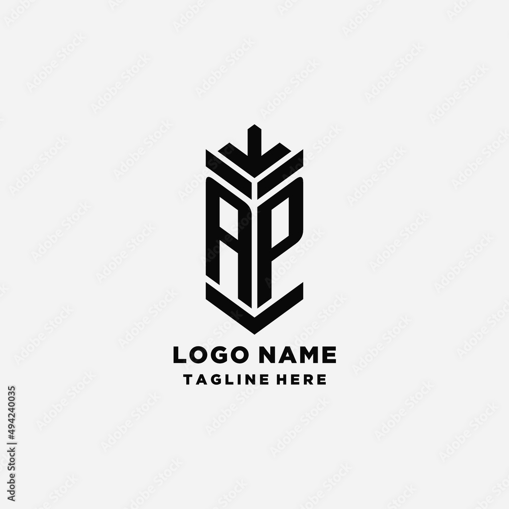 Initials AP shield logo design, creative monogram logo inspiration ...