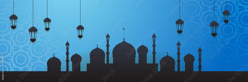 Stylish golden mosque design islamic banner background Stock Vector ...
