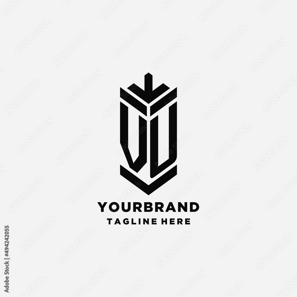 Initials VU shield logo design, creative monogram logo inspiration ...