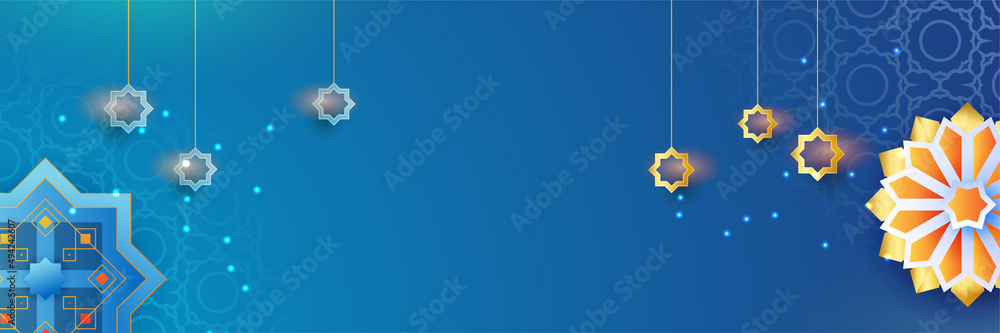 Stylish blue golden mosque design islamic banner background Stock ...