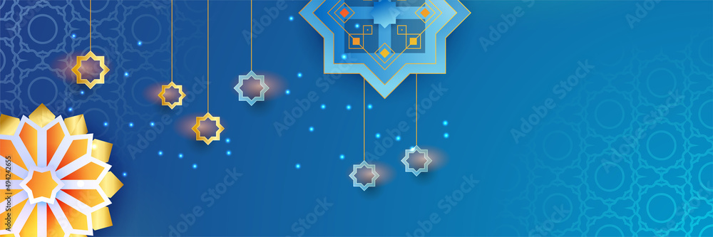 Stylish blue golden mosque design islamic banner background Stock ...