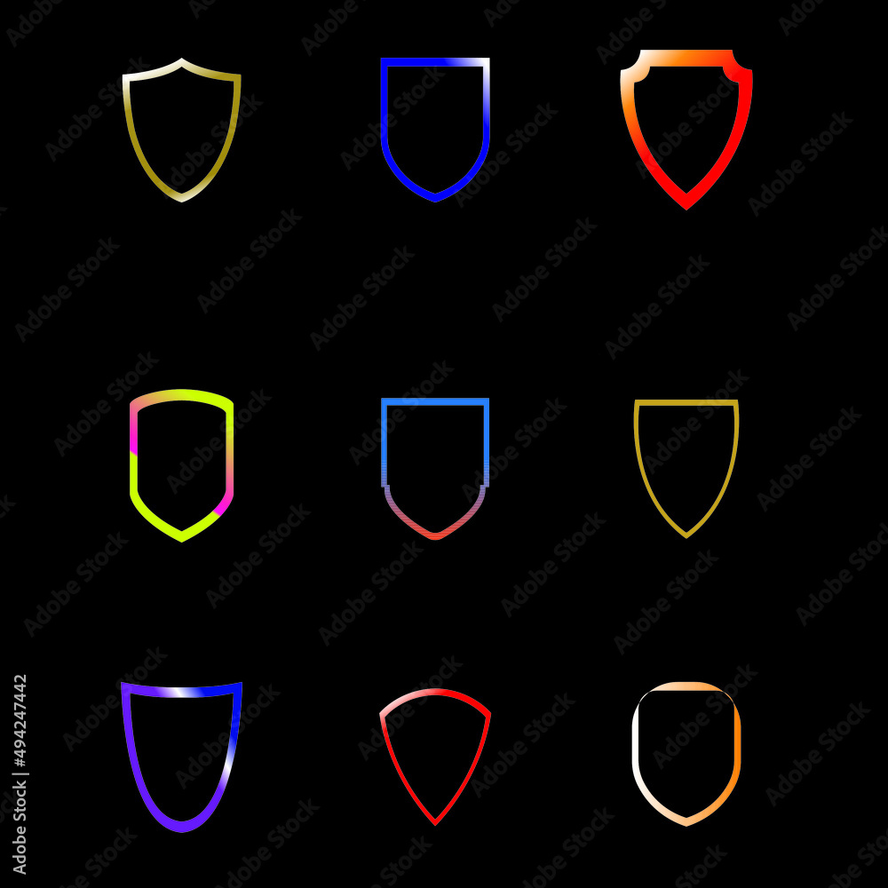 Set of shaded shield icons. Different shields shapes. Shields icon set ... Set of shaded shield icons. Different shields shapes. Shields icon set ...