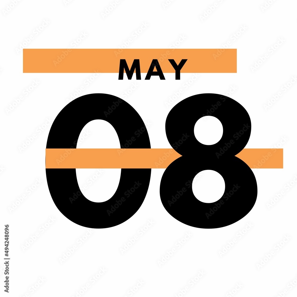 May 8 . Modern calendar icon .date ,day, month .Flat style calendar for ...