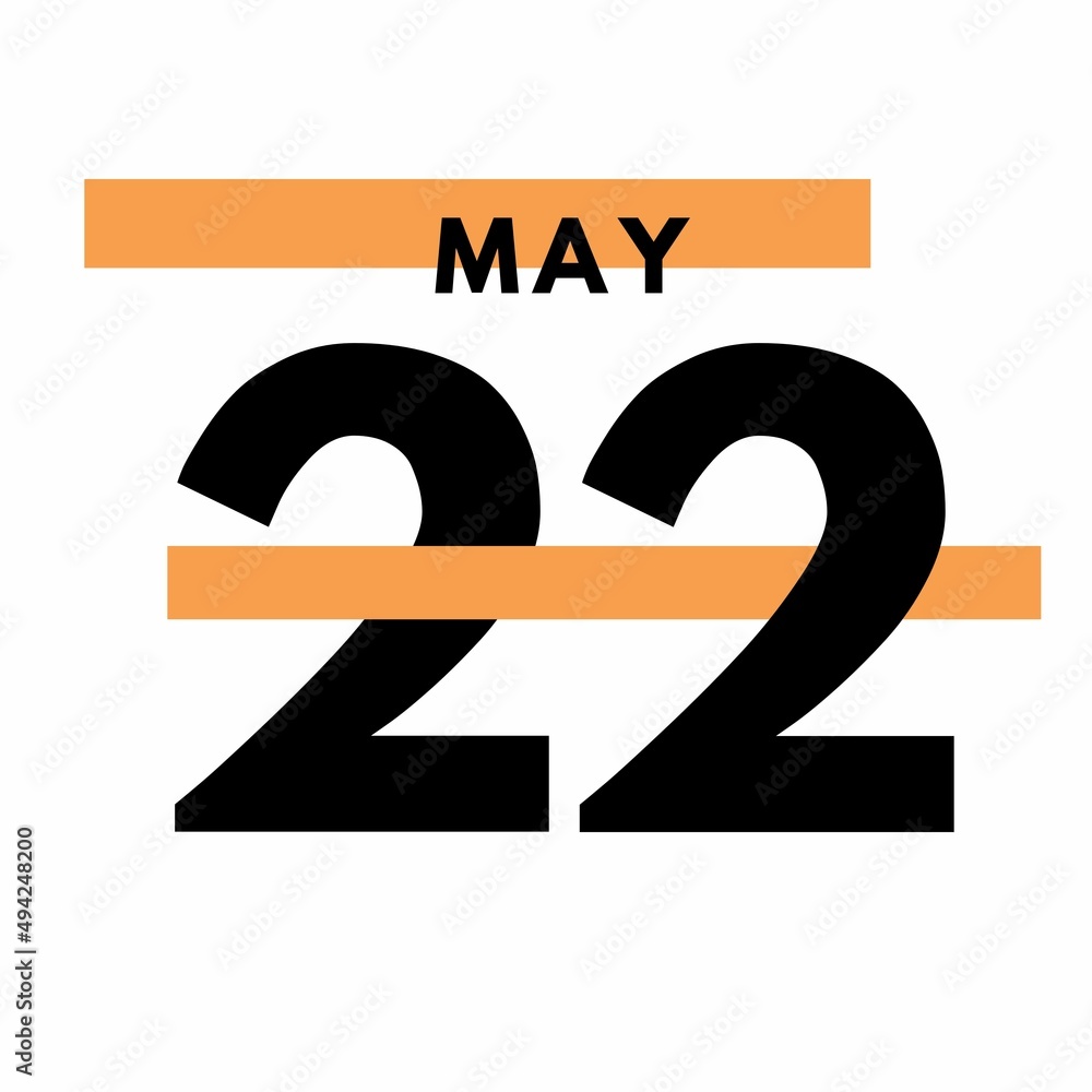 May 22 . Modern calendar icon .date ,day, month .Flat style calendar ...