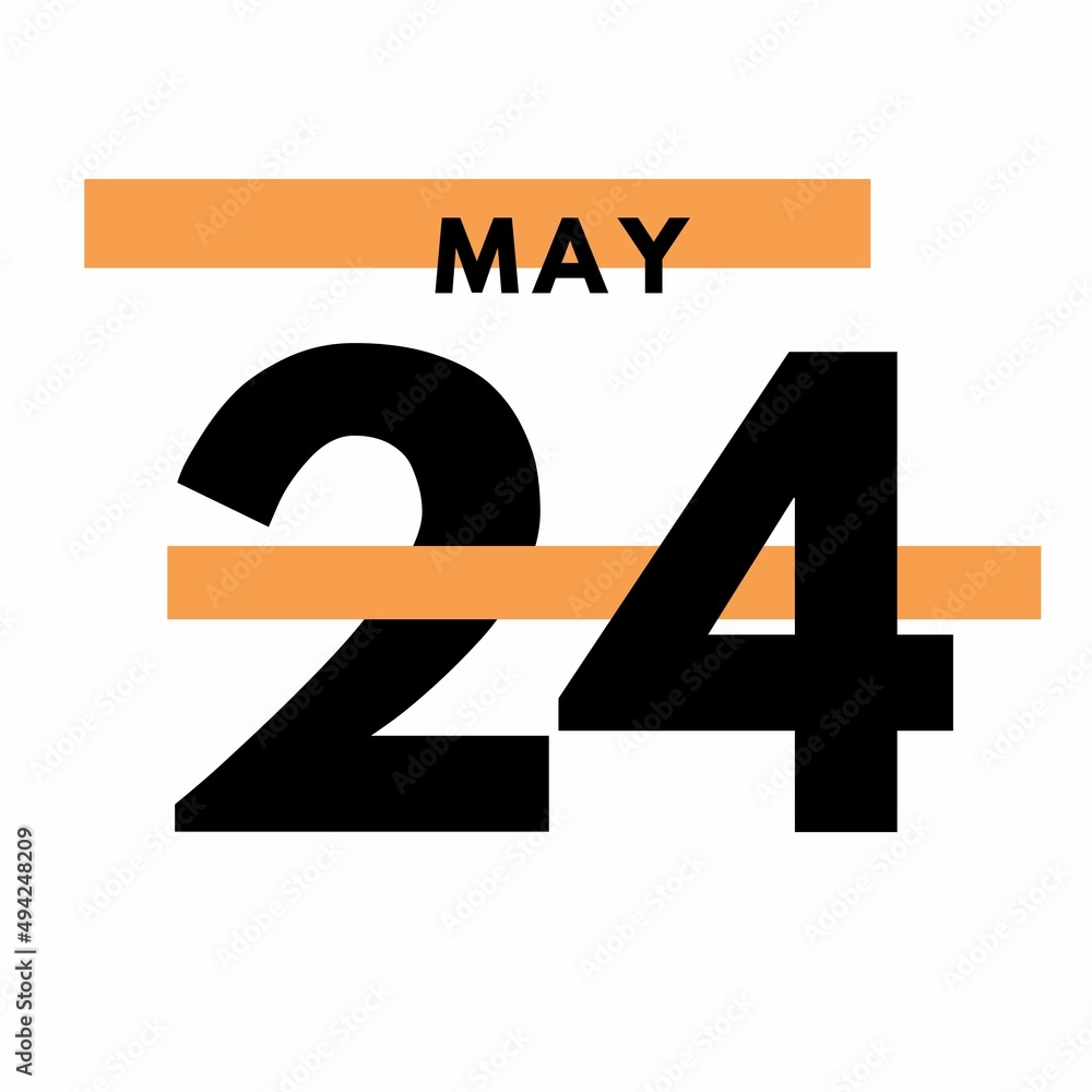 May 24 . Modern calendar icon .date ,day, month .Flat style calendar ...