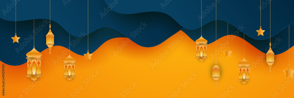 Stylish golden mosque design islamic banner background Stock Vector ...