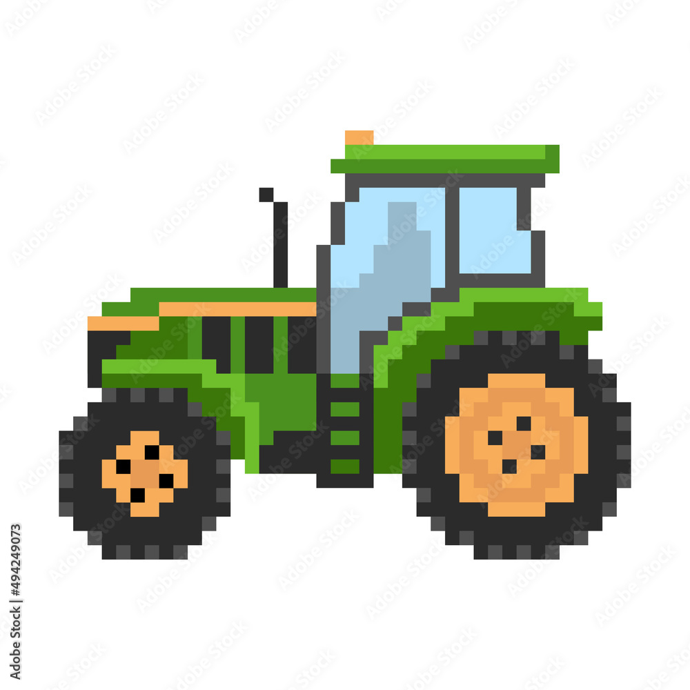 Vector pixel art tractor Stock Vector | Adobe Stock