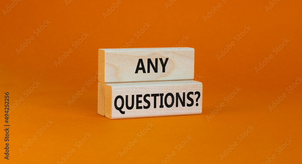 Any questions symbol. Concept words Any questions on wooden blocks on a ...