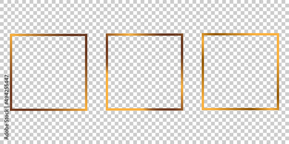 Luxury gold border with shadows isolated on transparent vector ...