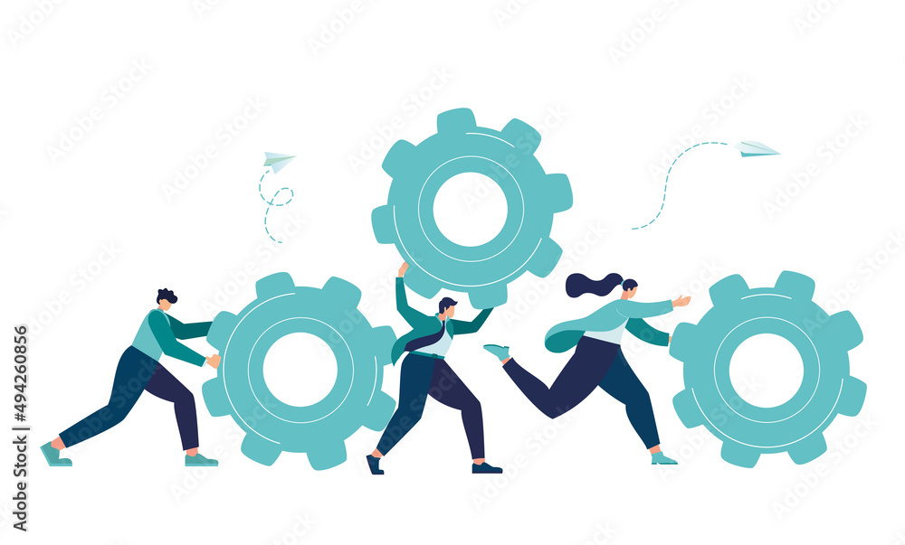 gear mechanism teamwork character idea people. vector illustration ...