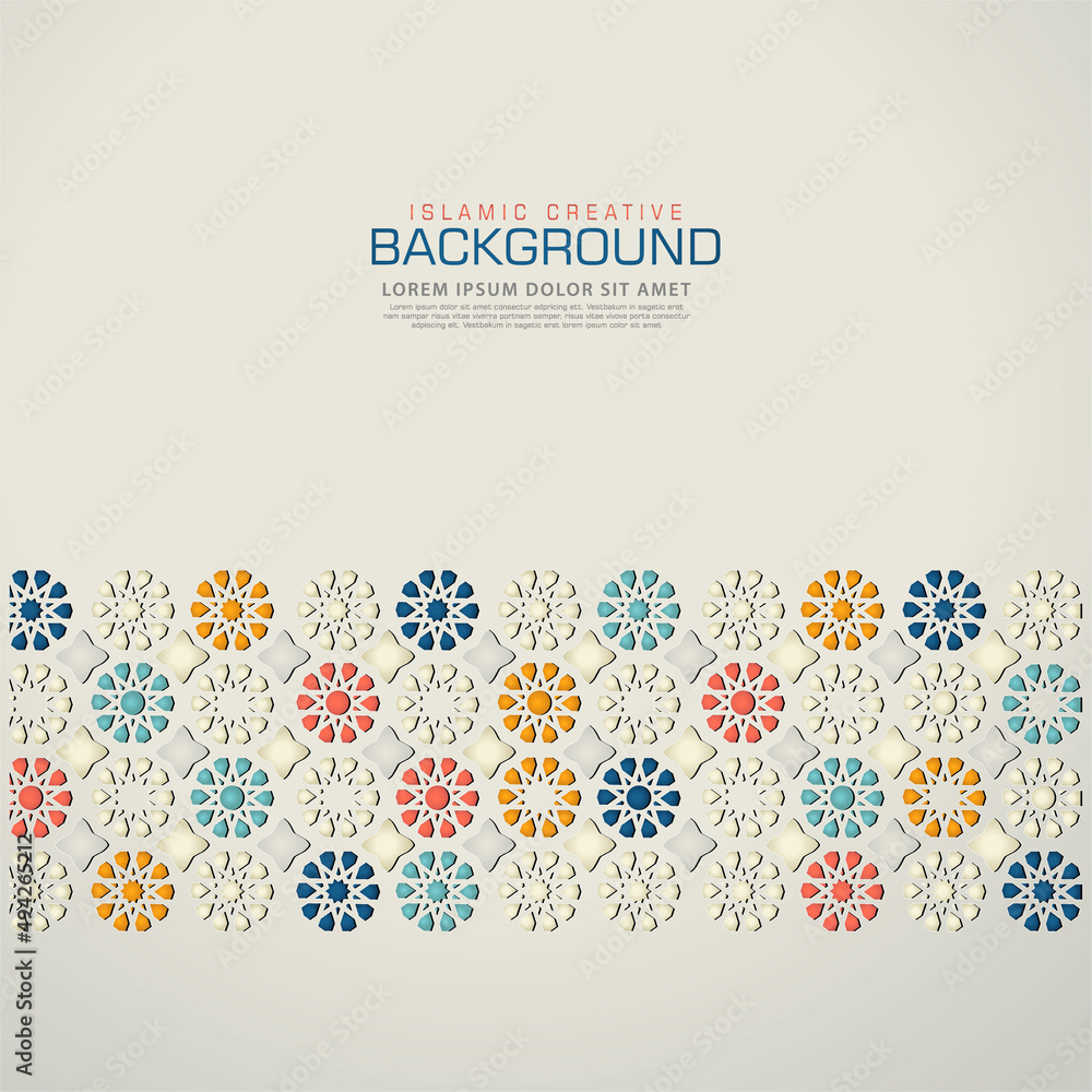 Islamic design greeting card background template with ornamental ...