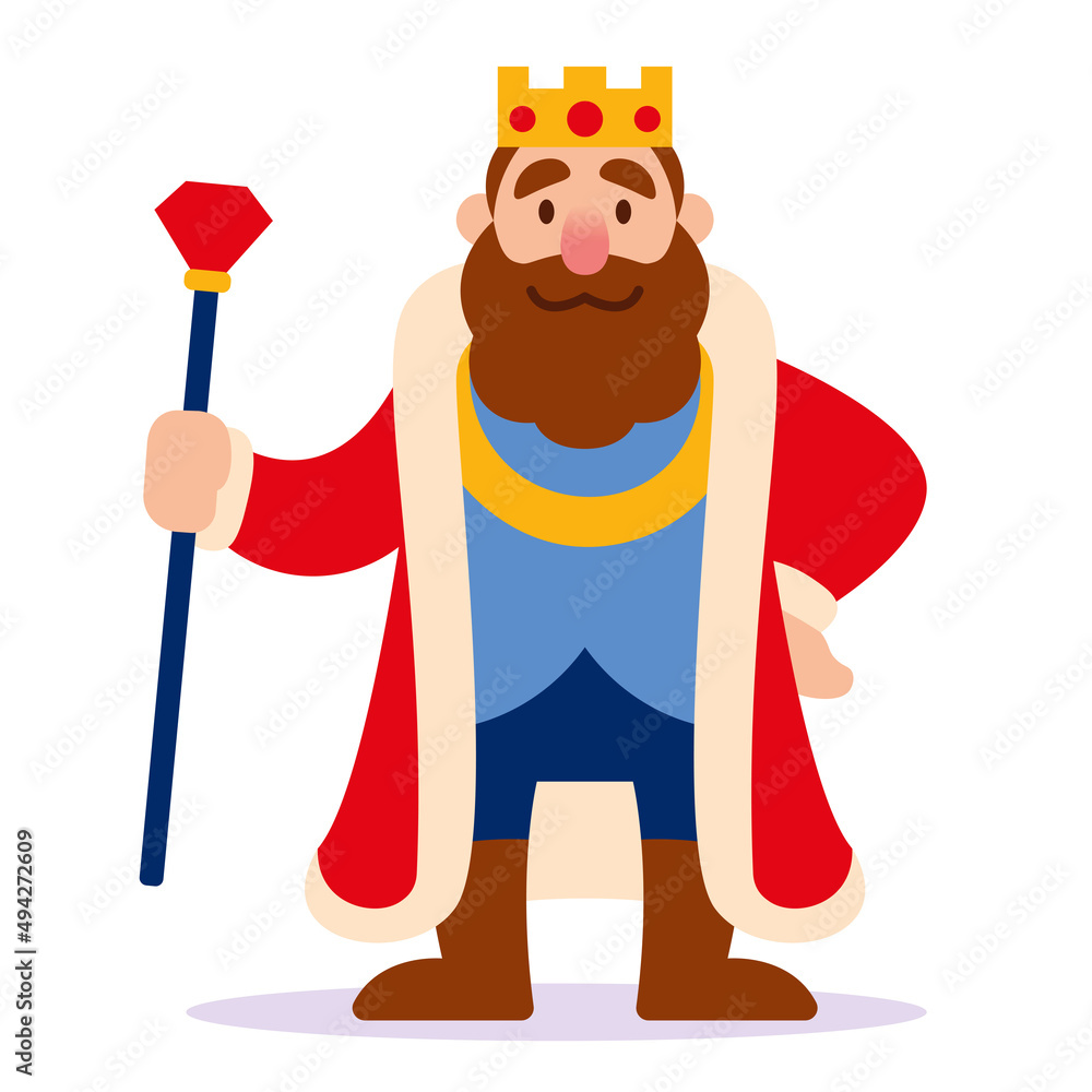 Isolated cute medieval royal king cartoon character Vector illustration ...