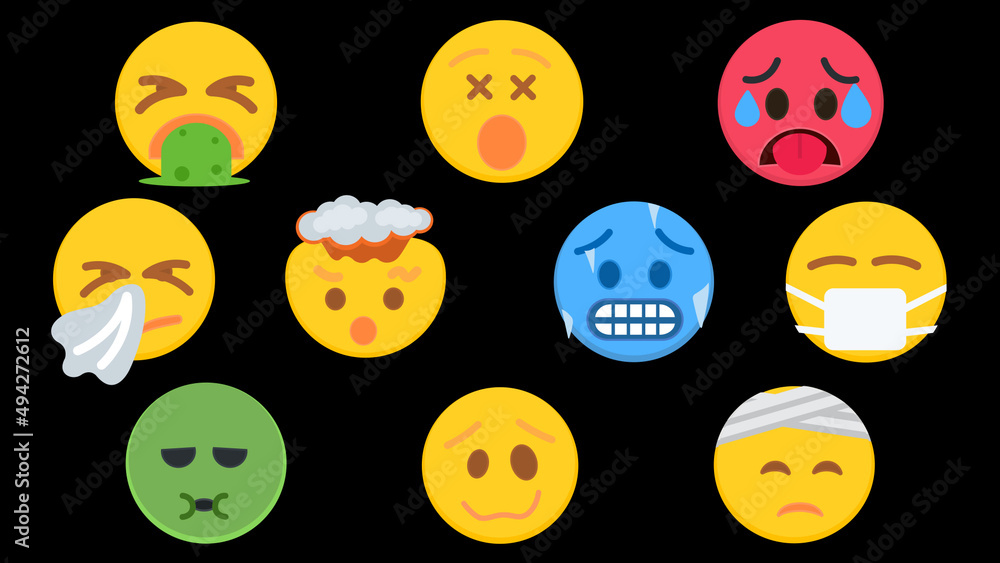 Animated Face Unwell Emoticons Video Overlay Stock Template | Adobe Stock