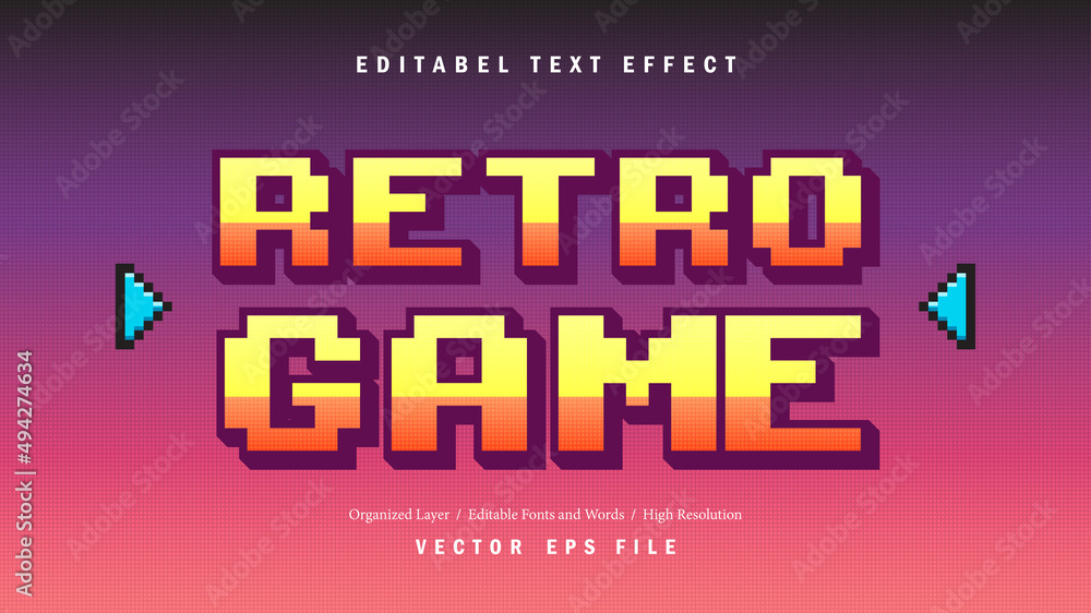 Vetor de Editable Retro Game Font Design. Alphabet Typography Template ...